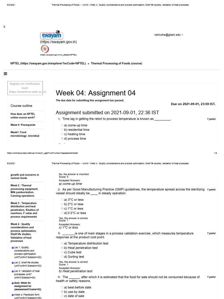 Thermal Processing of Foods - Unit 6 - Week 4 - Quality Considerations ...