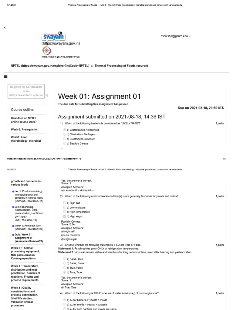 Thermal Processing of Foods - Unit 3 - Week1 - Food Microbiology - Microbial Growth and Concerns ...