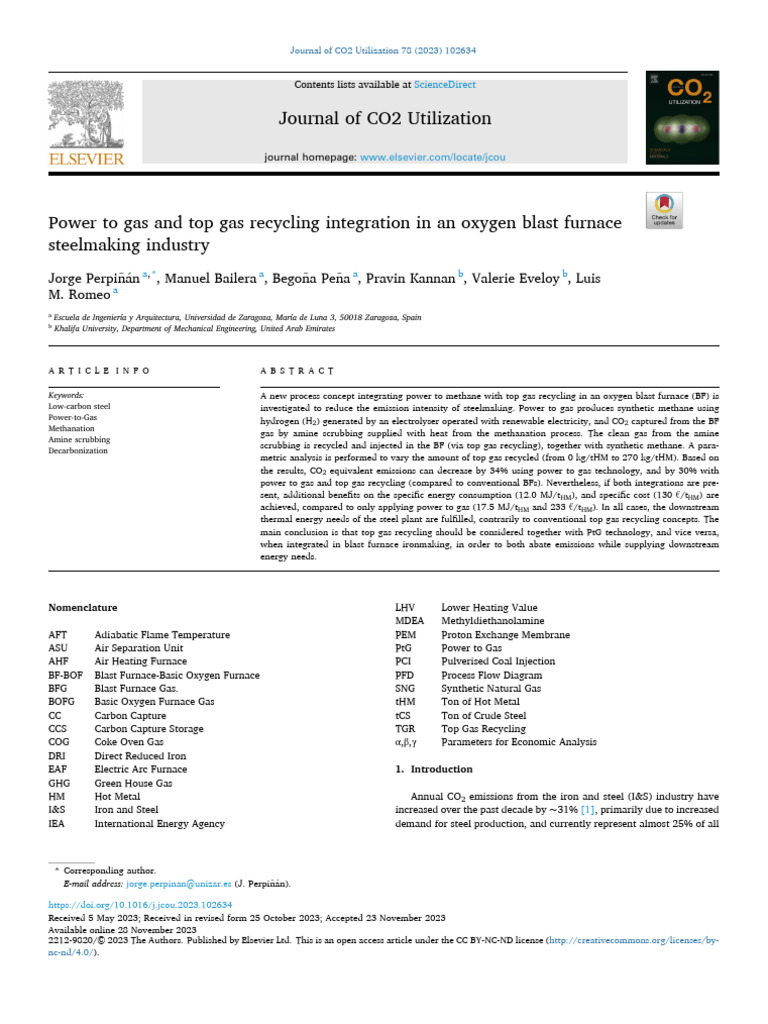Power-to-Gas in Steelmaking Emission Reduction | PDF | Steelmaking | Coal