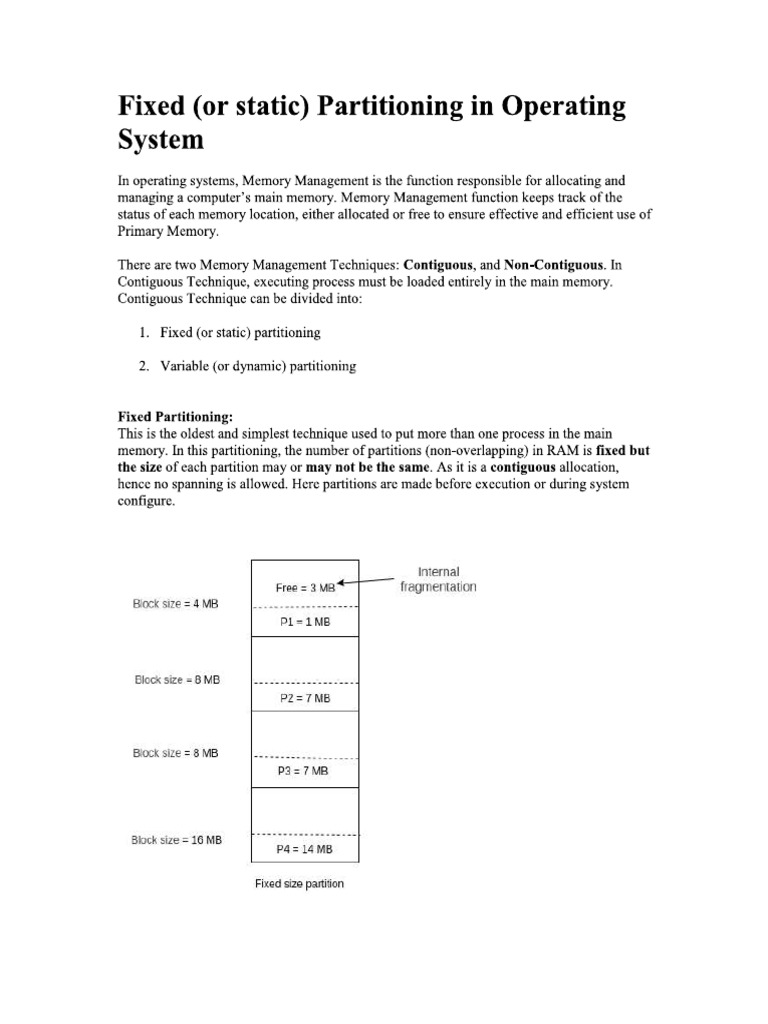 Quick Revision Notes For Partitioning in OS | PDF