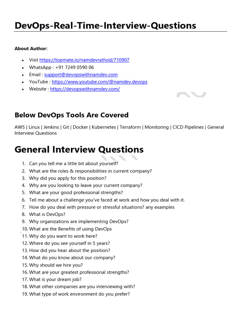 DevOps Interview Questions Guide | PDF | Cloud Computing | Amazon Web ...