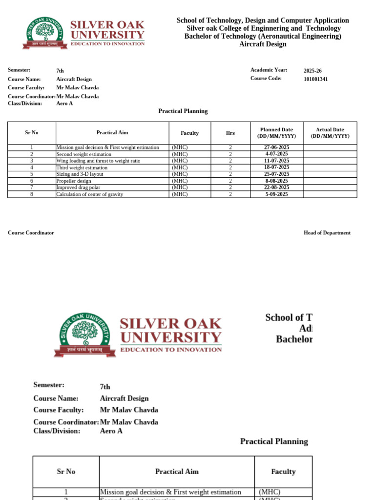 6 Aircraft Design Lab Plan | PDF | Vehicle Design | Aerospace