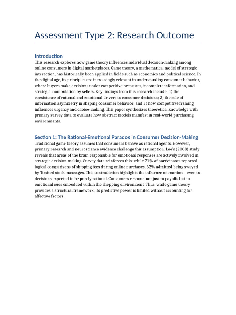 Research Project AT2 | PDF | Game Theory | Decision Making