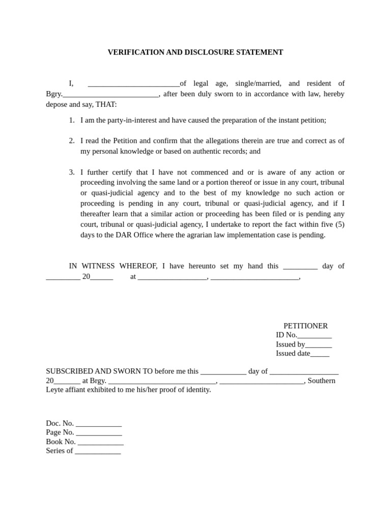 Disclosure and Verification Statement | PDF