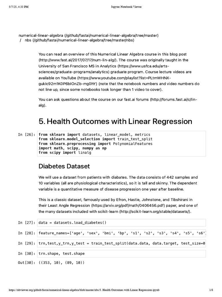 Health Outcomes With Linear Regression | PDF | Linear Regression | Loss Function