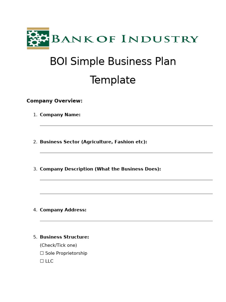 Simple Business Plan Template | PDF