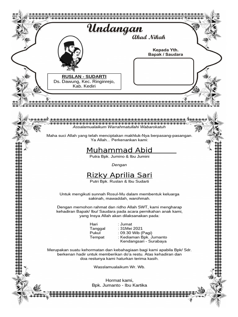 Undangan Walimatul Ursy | PDF