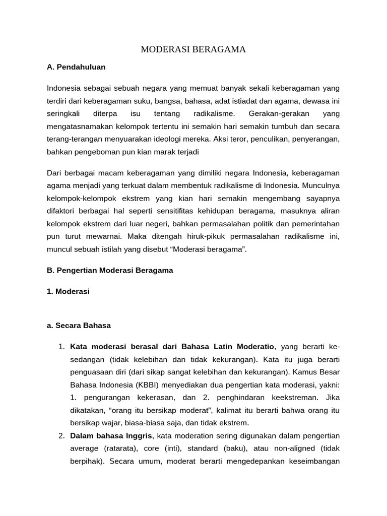 Moderasi Beragama di Indonesia | PDF