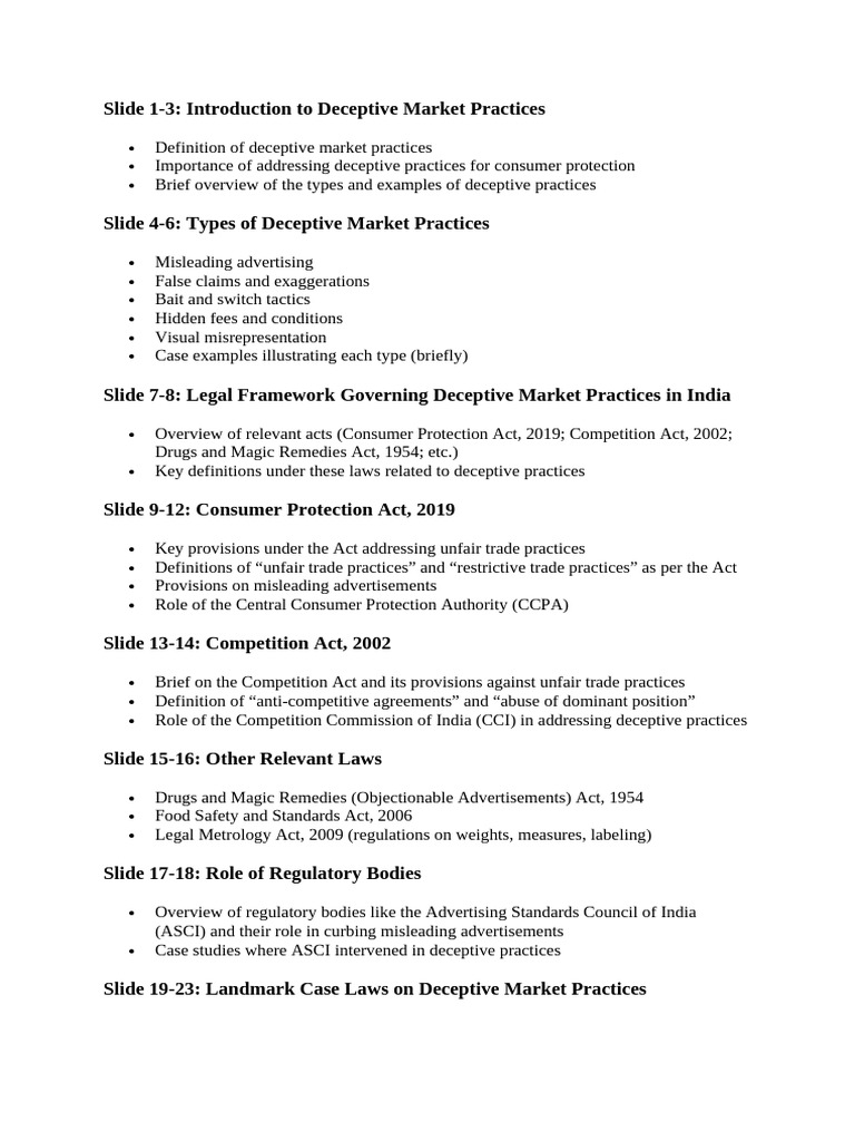 Deceptive Market Practices in India | PDF | False Advertising ...