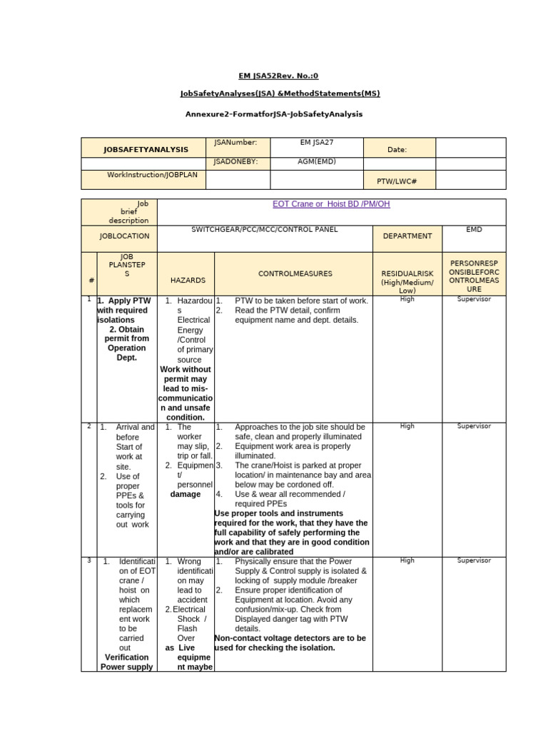 Emd Jsa27-Swgr & Motor PM - BD Maint, New | PDF | Electrical Wiring | Relay