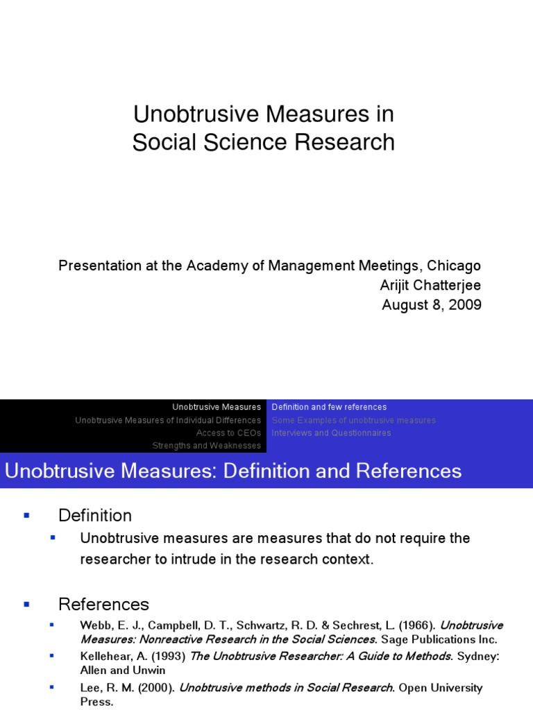 Unobtrusive Measures in Research | PDF | Narcissism | Psychology