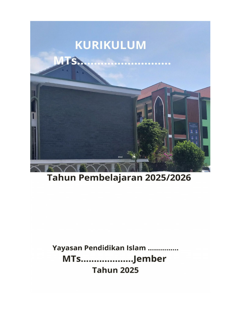 Kurikulum Madrasah MTs 2025/2026 | PDF