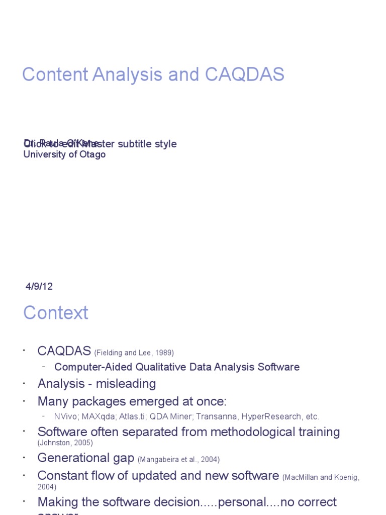 Content Analysis and CAQDAS | PDF