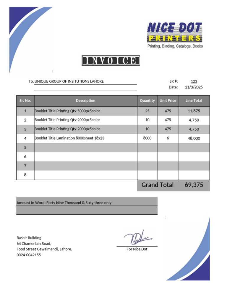 Nice Dot Invoice # 123 | PDF