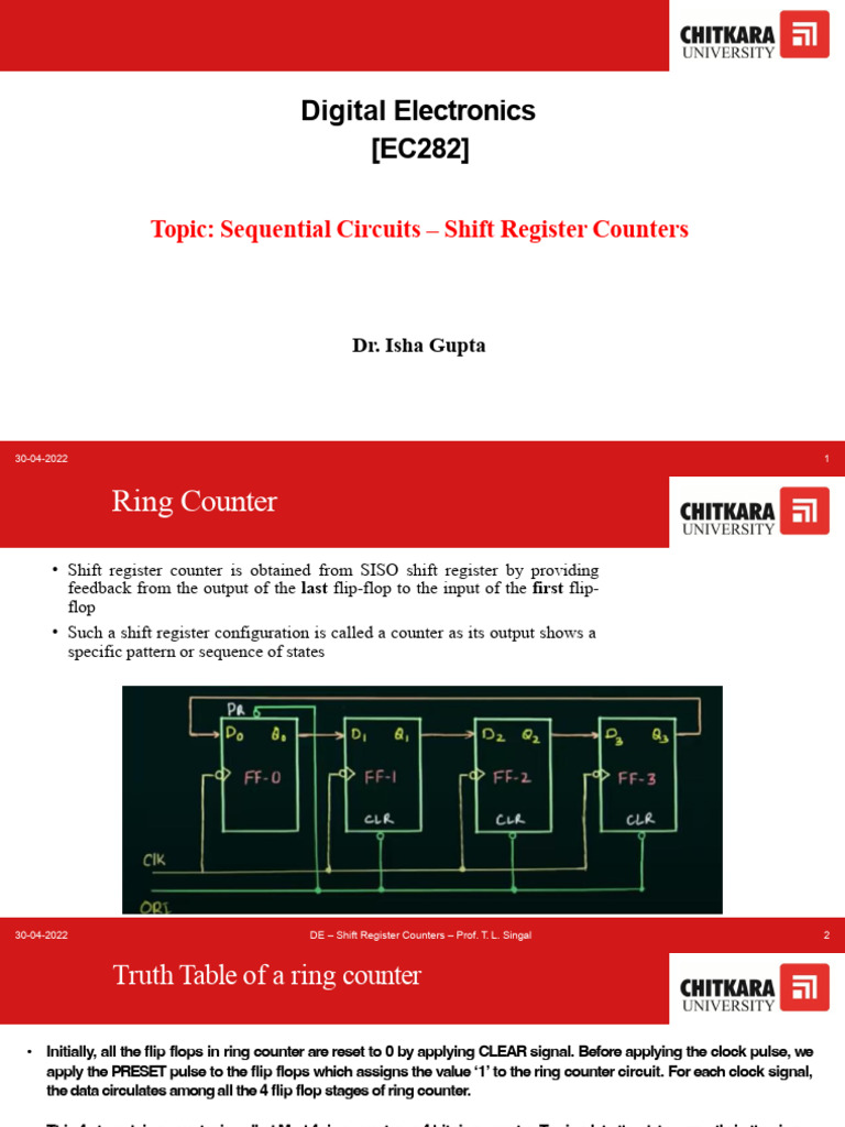 4E. Shift Register Counters | PDF | Digital Electronics | Electronic Engineering