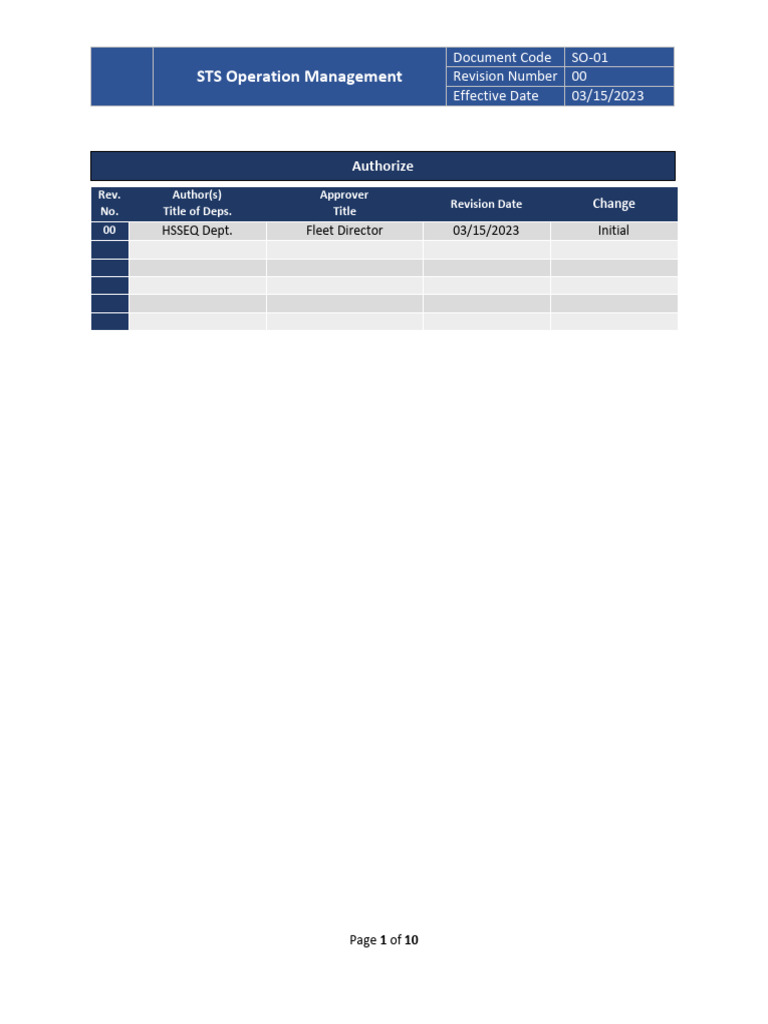 STS Operation Management Manual | PDF | Anchor | Water Transport