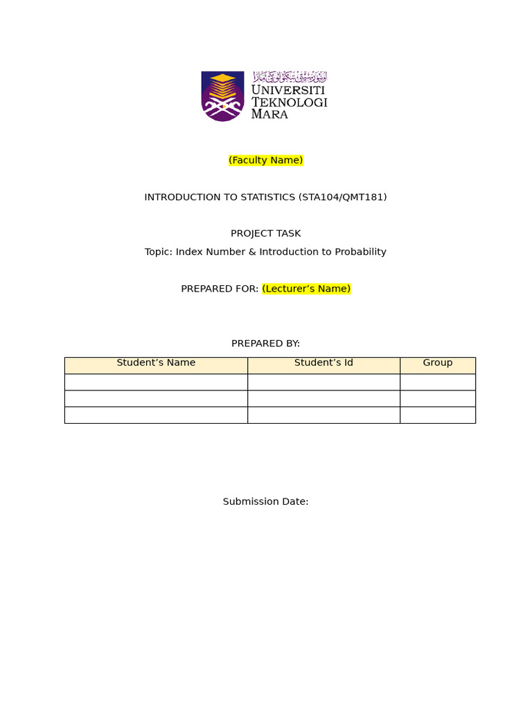 Suggested Cover Page - Group Project STA104 | PDF