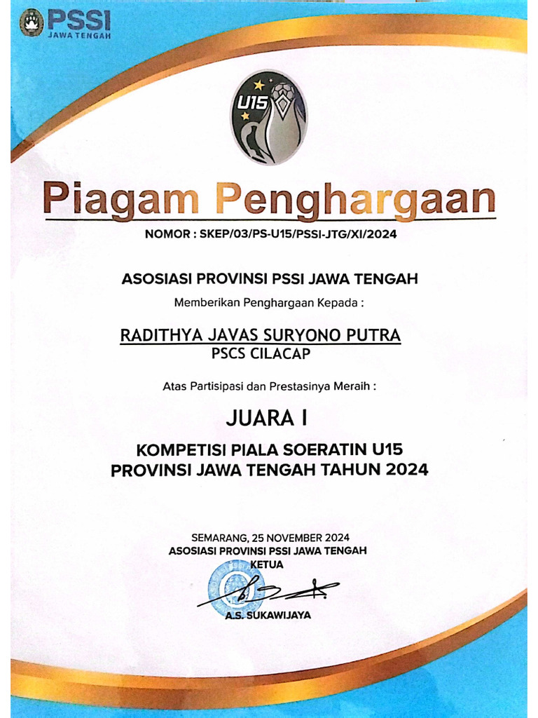 Piagam+Surat Kejuaraan Radit | PDF