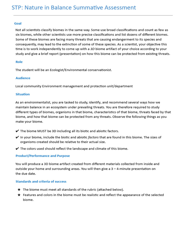 Summative Assessment For Nature in Balance 2023 | PDF | Systems Ecology ...