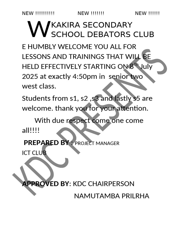 Kakira Ss Debators Club 111 | PDF