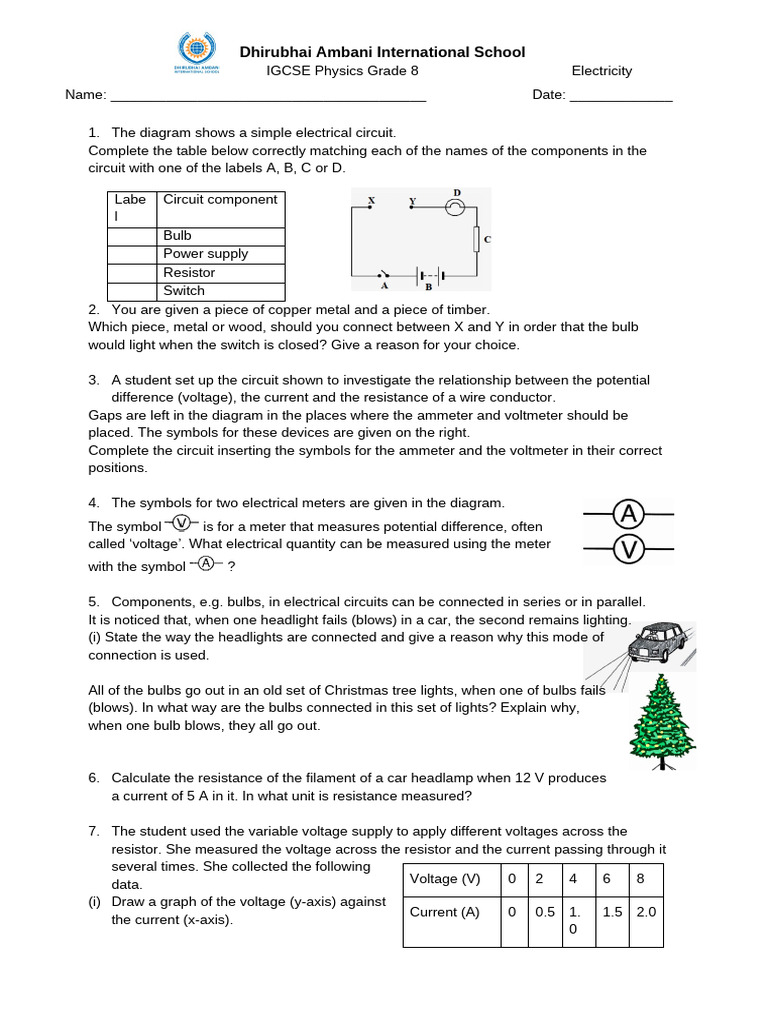 IGCSE Physics Grade 8: Electricity Guide | PDF | Voltage | Series And ...