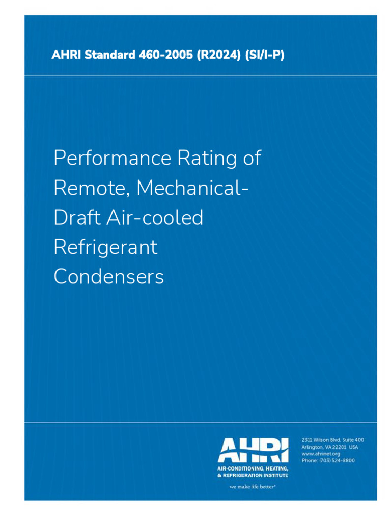 AHRI Standard 460-2005 (R2024) (SI - I-P) | PDF | Engineering ...