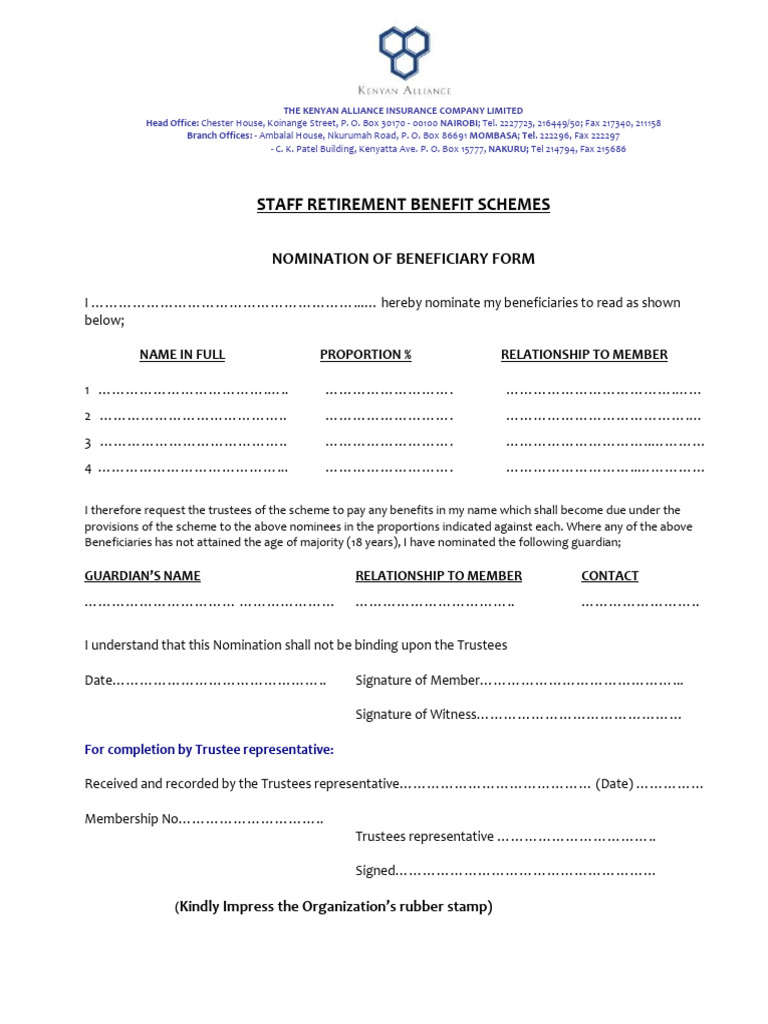 Beneficiary Nomination Form Guide | PDF | Retirement