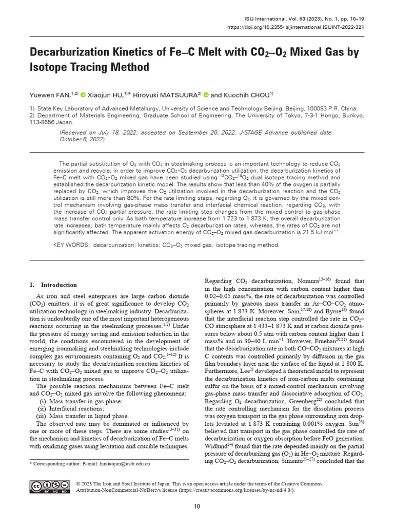 63 ISIJINT-2022-321 Isotope Tracing Method | PDF | Carbon Dioxide ...