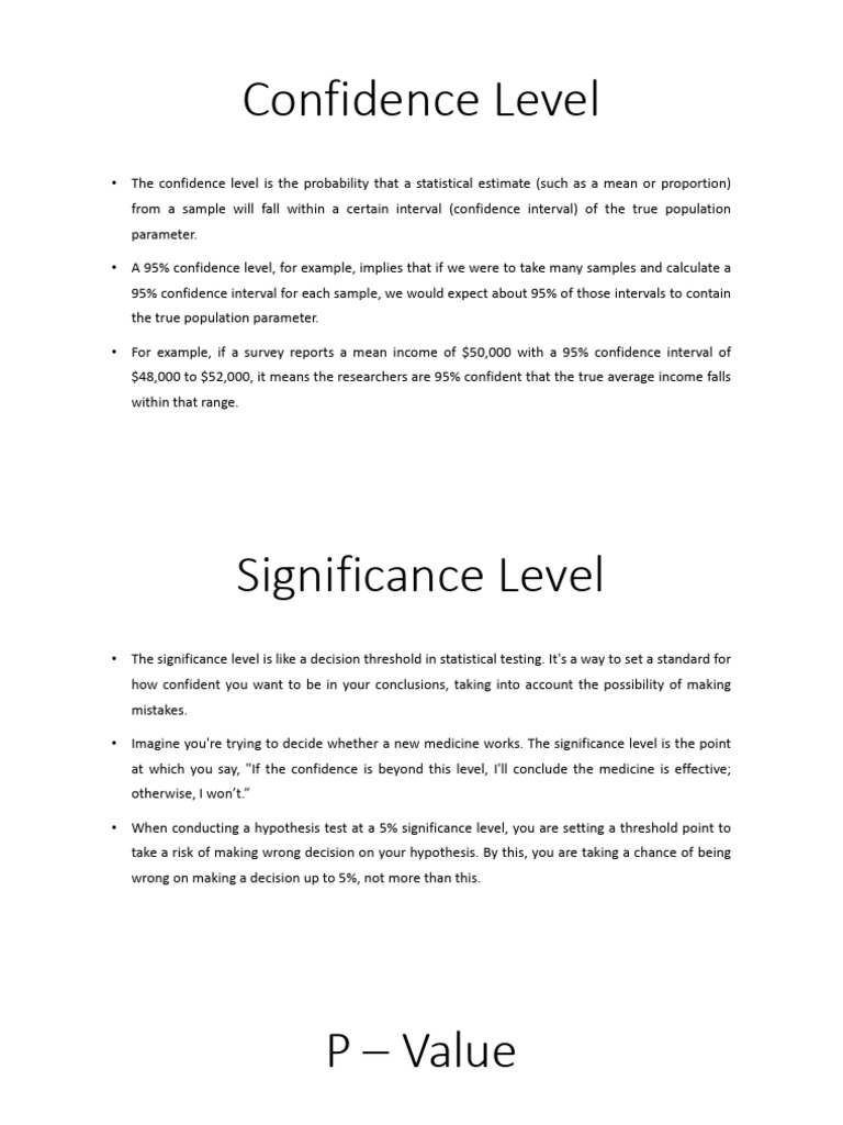 2.2 Confidence, Significance and P Value | PDF