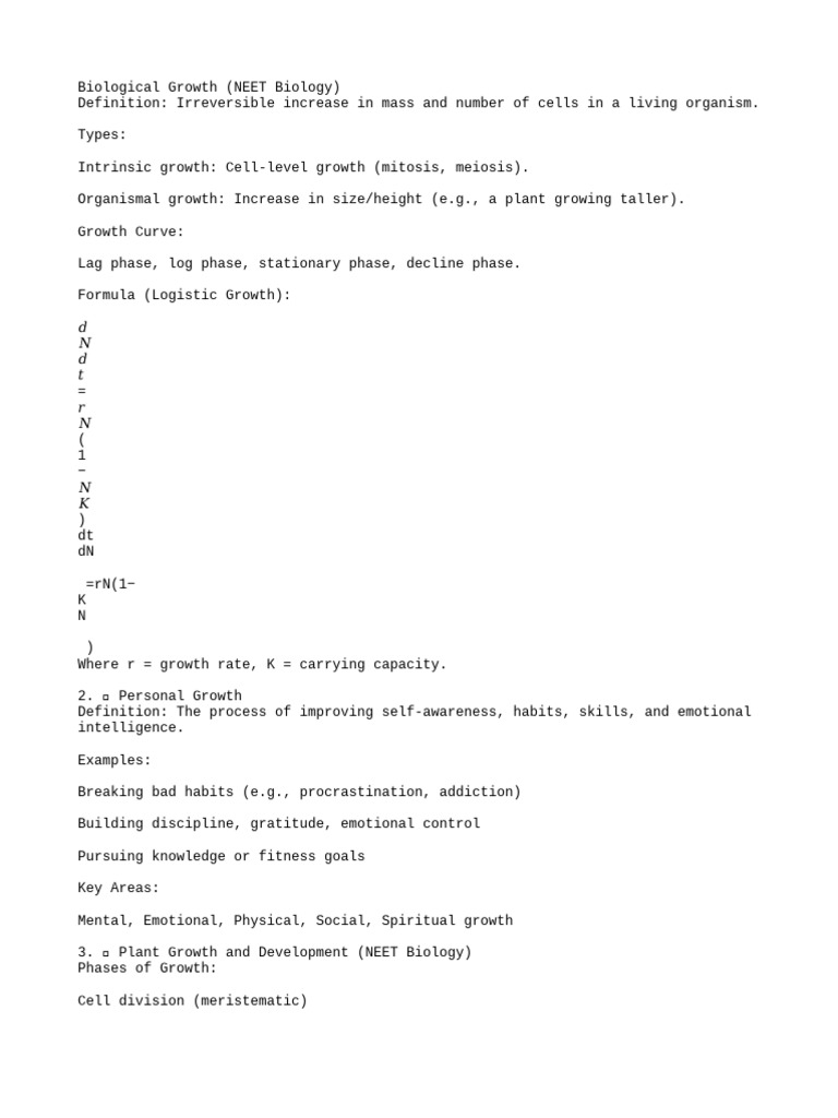 Definition of Biological Growth | PDF