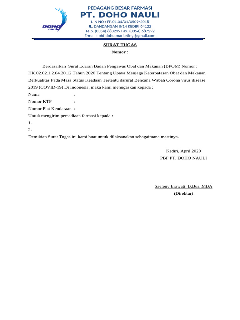 Surat Tugas Pengiriman | PDF