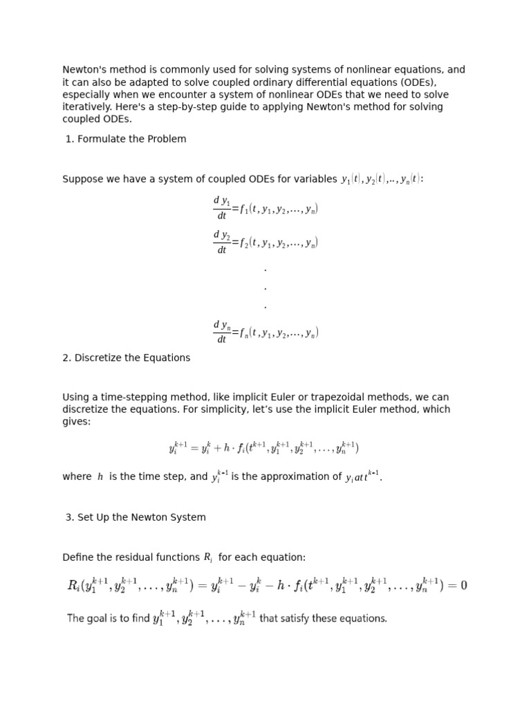 Newton Method For Coupled Ode | PDF