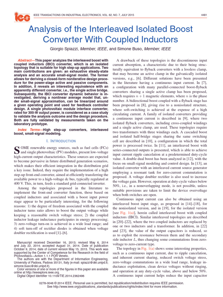 Analysis of The Interleaved Isolated Boost Converter With Coupled Inductors | PDF | Rectifier ...