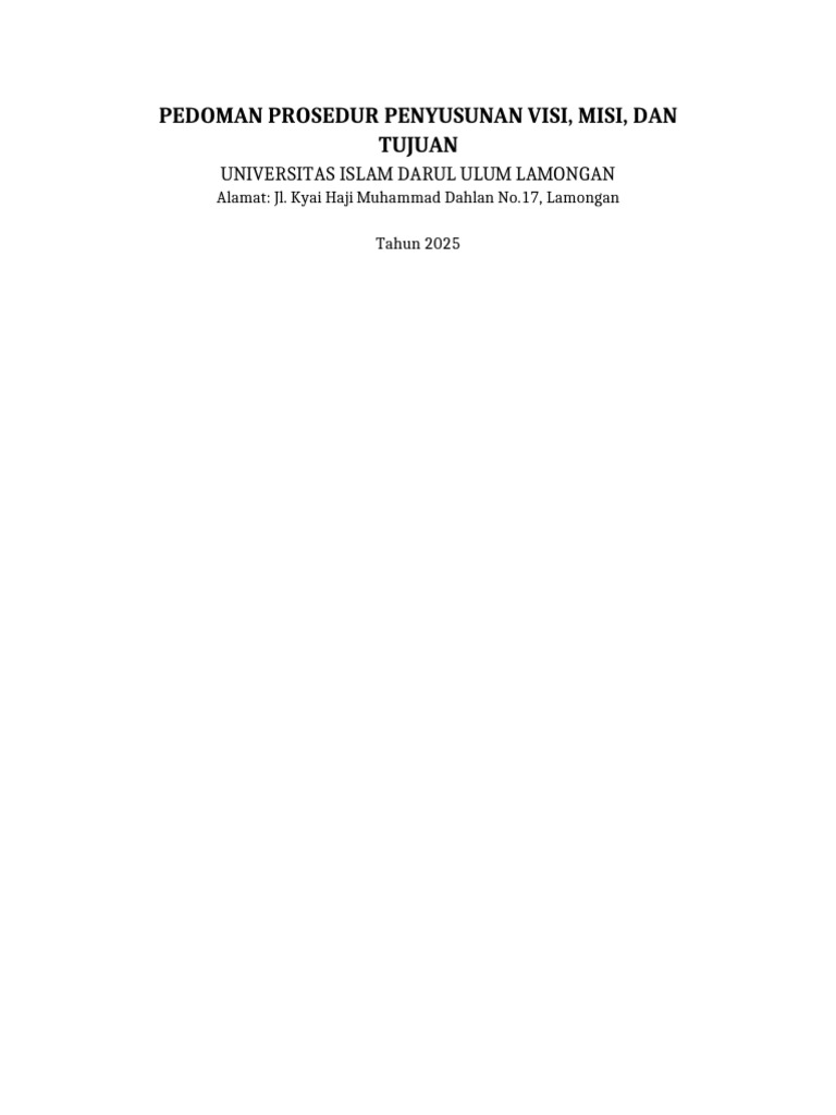 Pedoman Visi Misi Unisda 2025 | PDF