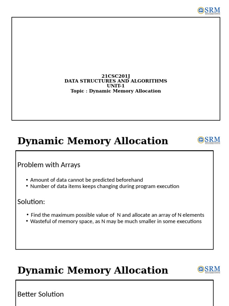 Unit 1 Dynamic Memory Allocation | PDF | Pointer (Computer Programming) | Computer Engineering