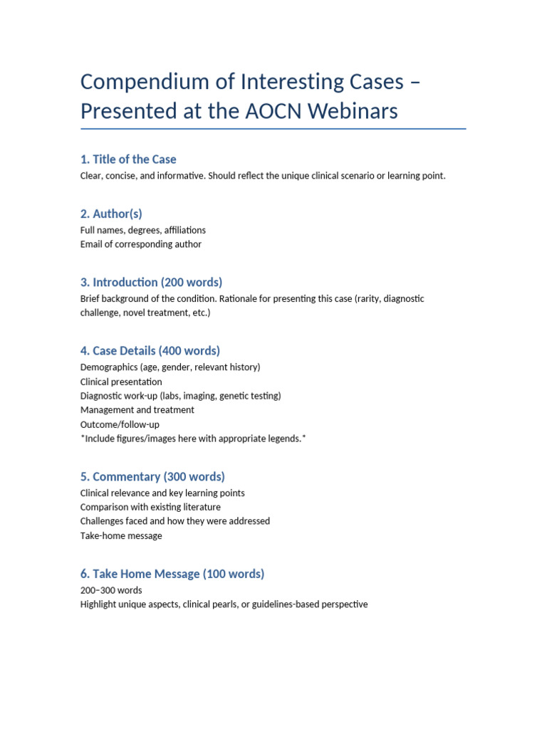 Format - AOCN Case Report Compendium | PDF