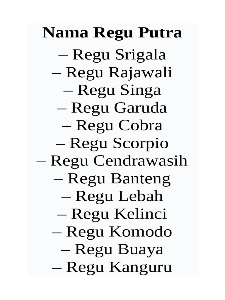 Nama Regu Putra Dan Putri | PDF