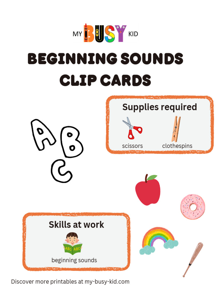 Beginning Sounds Clip Cards | PDF