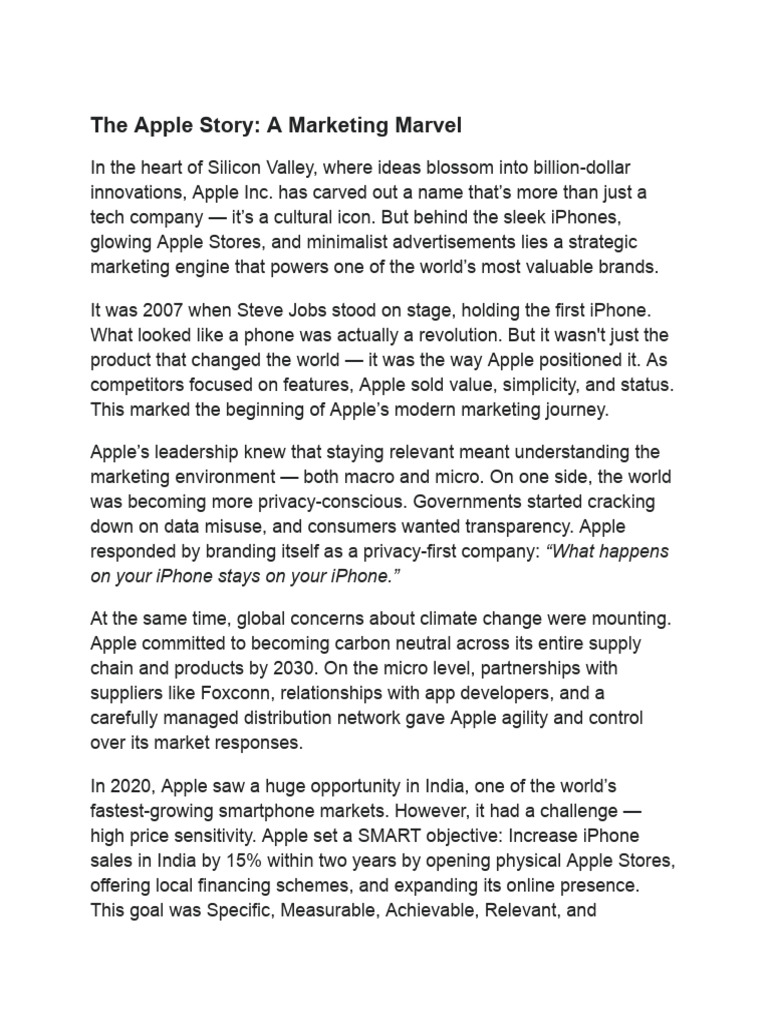 The Apple Story: Marketing Mastery | PDF | Apple Inc. | I Phone