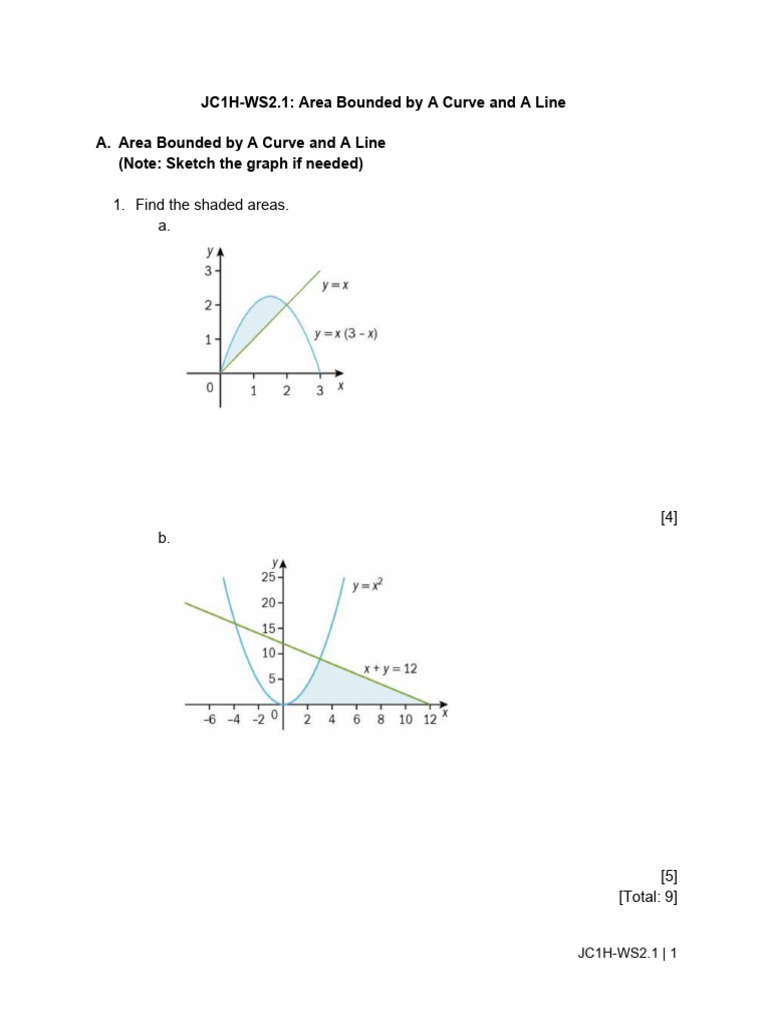 T3-JC1H-WS2.1 Area Bounded by Curve and A Line | PDF