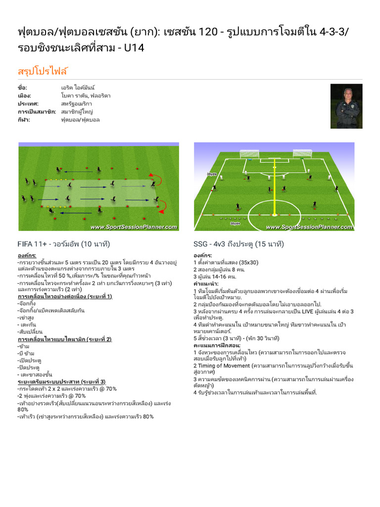 Football - Soccer - Session 120 - Attacking Patterns in A 4-3-3 - Fin | PDF