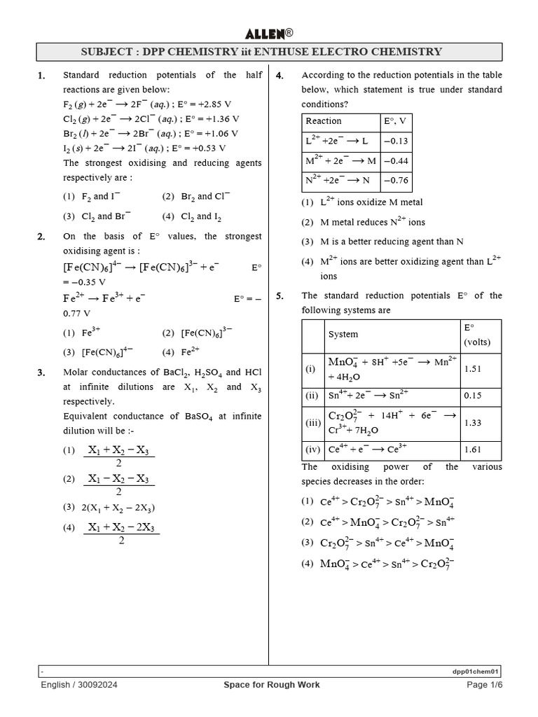 Electrochemistry Iit Enthuse | PDF | Redox | Electrochemistry