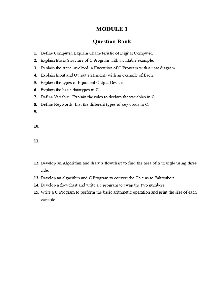 Module 1 Question Bank | PDF
