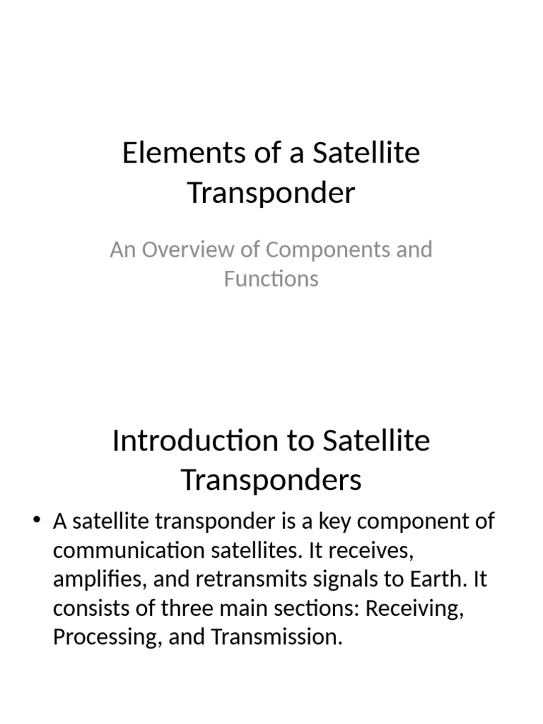 Satellite Transponder Presentation | PDF