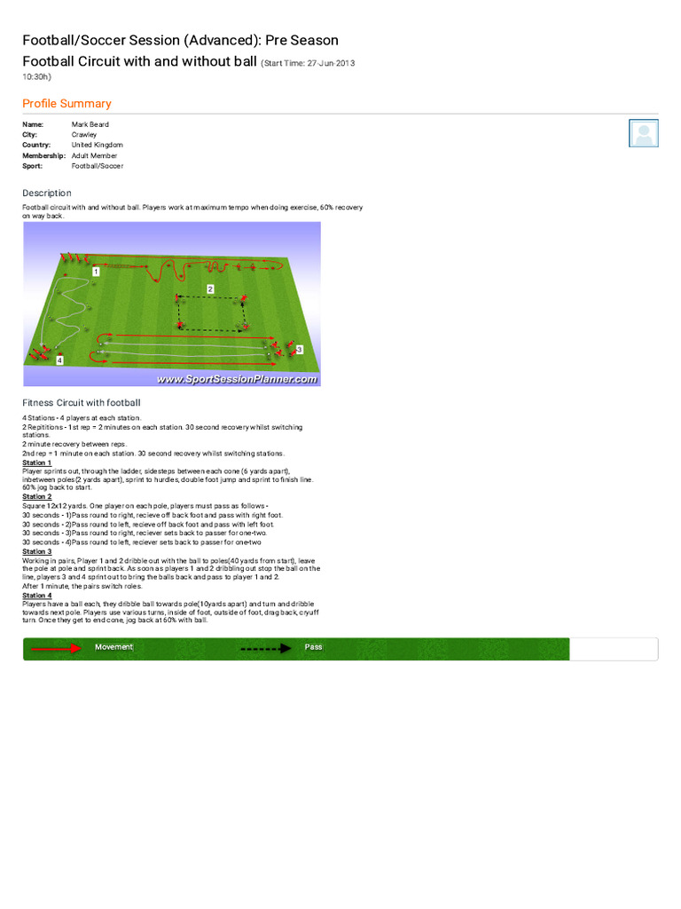 Soccer Fitness Circuit Training Guide | PDF