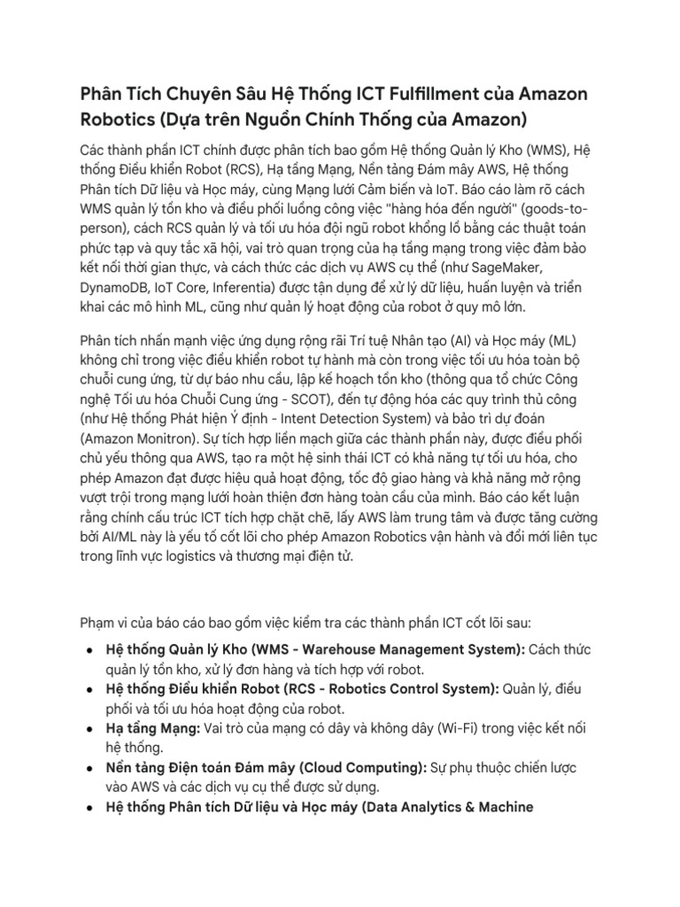 Phân Tích ICT Amazon Robotics | PDF