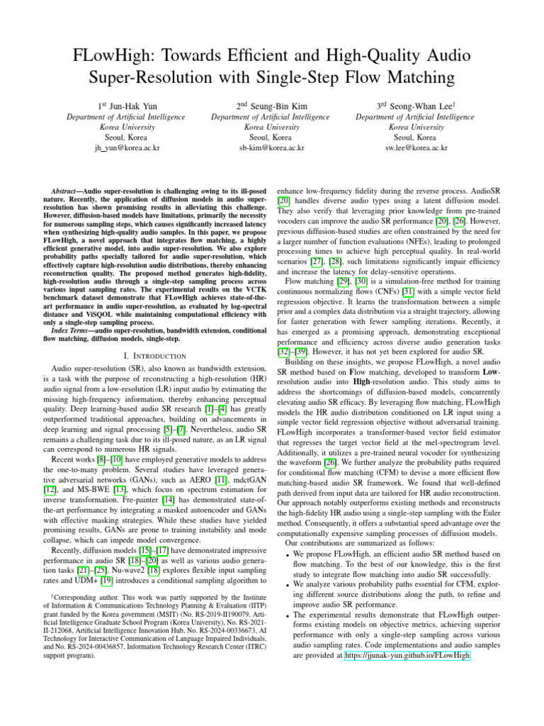 FLowHigh: Efficient Audio Super-Resolution | PDF | Sampling (Signal ...
