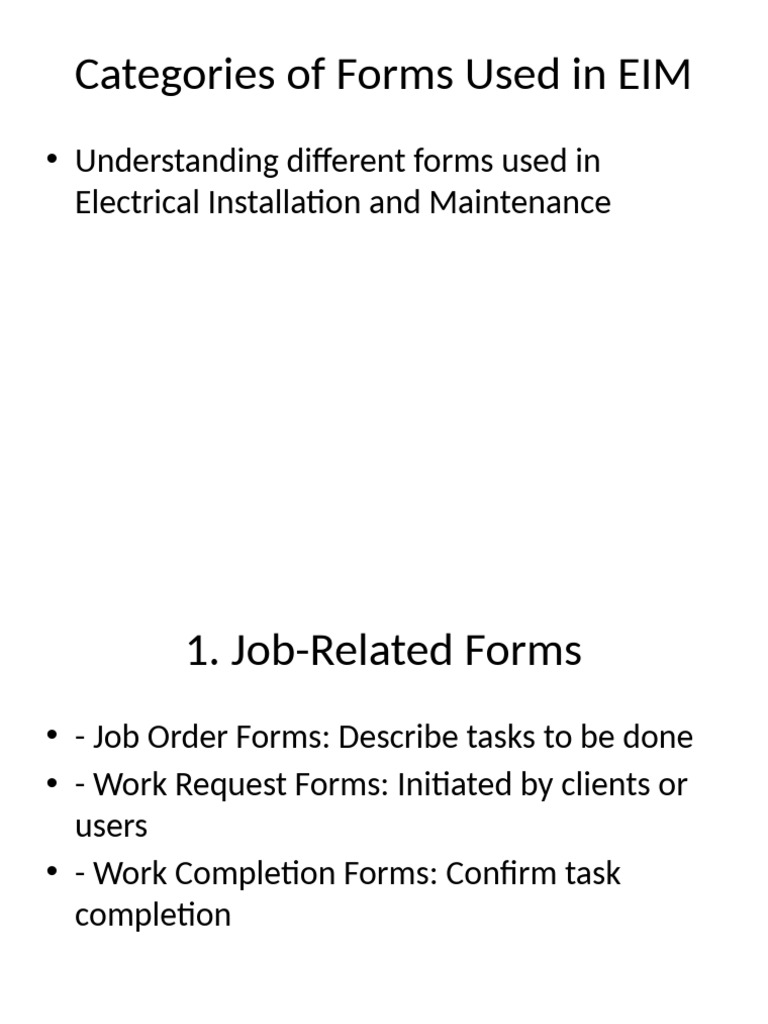 Categories of Forms in EIM | PDF