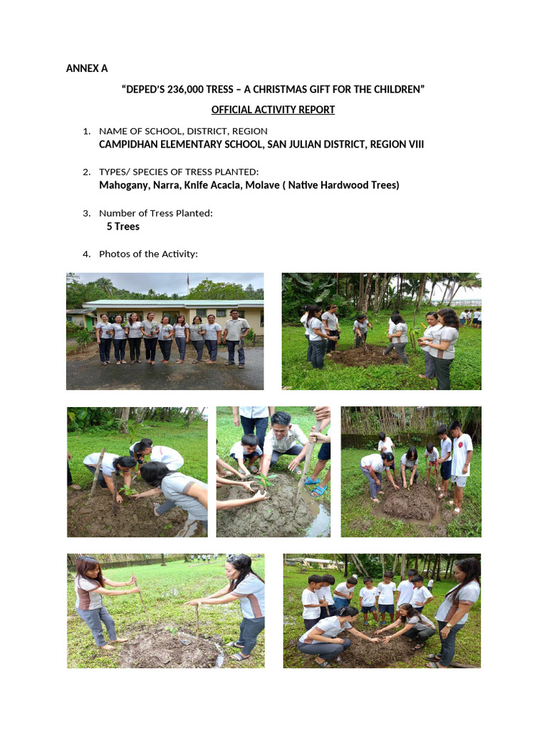 ANNEX A Campidhan ES Tree Planting | PDF
