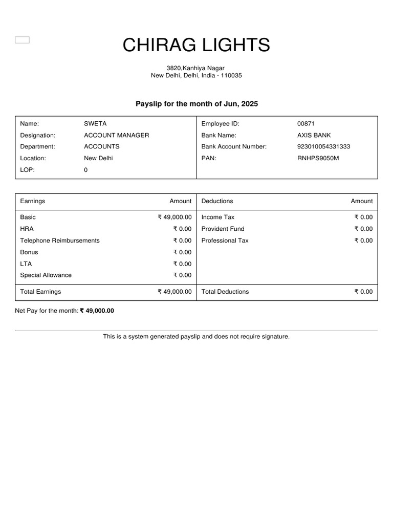 PaySlip 6 2025 | PDF
